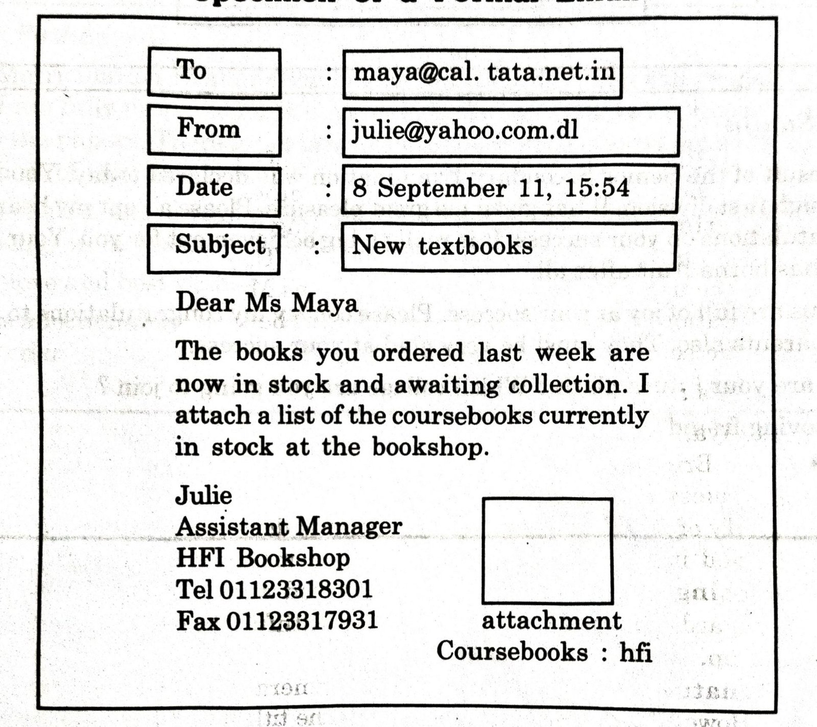 KBOSE 9th Class English Composition Email Writing - WNA24